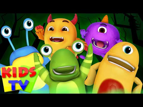 Five Little Monsters Jumping on the Bed | Halloween Rhymes | Scary ...